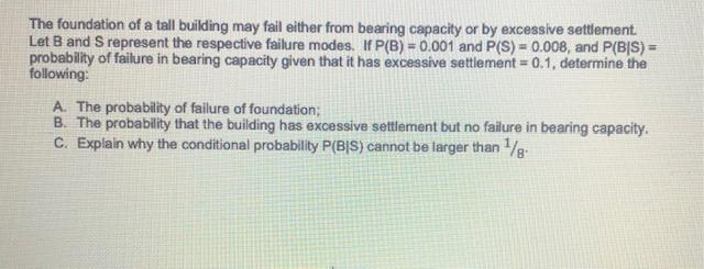 Solved The foundation of a tall building may fail either | Chegg.com