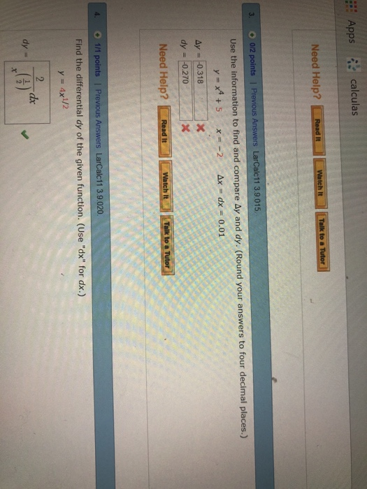 Solved 6、0-11 points LarCalc11 3.9022 Find the differential | Chegg.com Solved 6、0-11 points LarCalc11 3.9022 Find the differential | Chegg.com