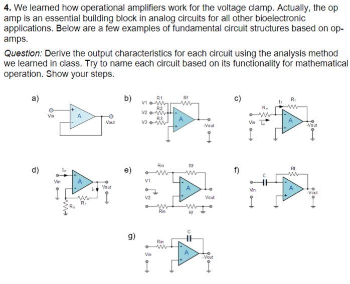 Solved 4. We learned how operational amplifiers work for the | Chegg.com