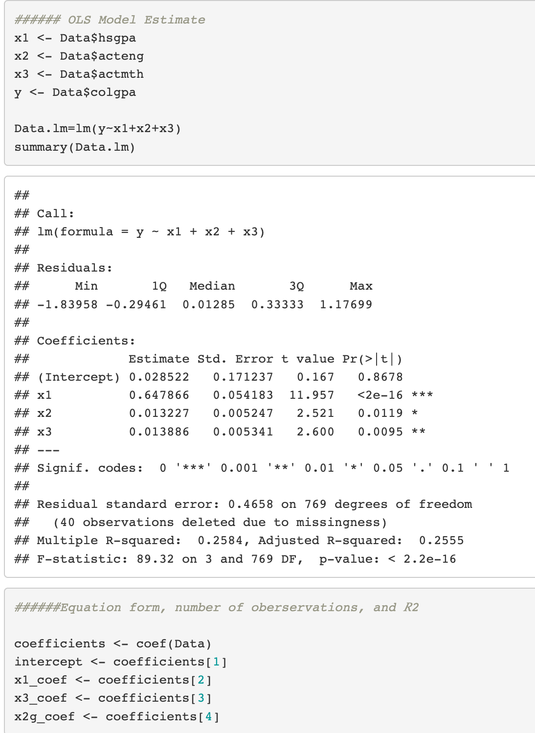 Solved Is my OLS model correct? How do I code the regression | Chegg.com
