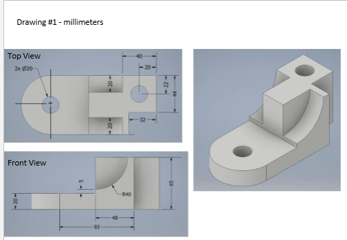 Solved Please Create this drawing in Autodesk Inventor. | Chegg.com