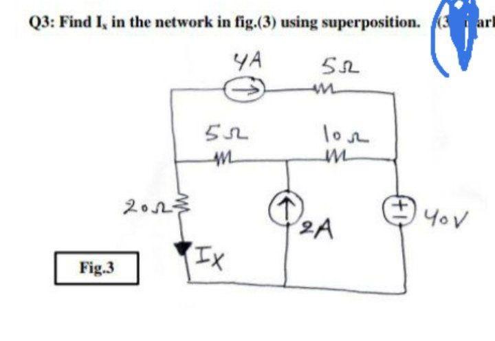 Solved Q3: Find I, in the network in fig.(3) using | Chegg.com