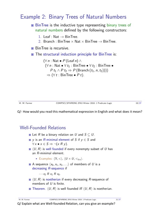 Example 2: Binary Trees of Natural Numbers Bin Tree | Chegg.com