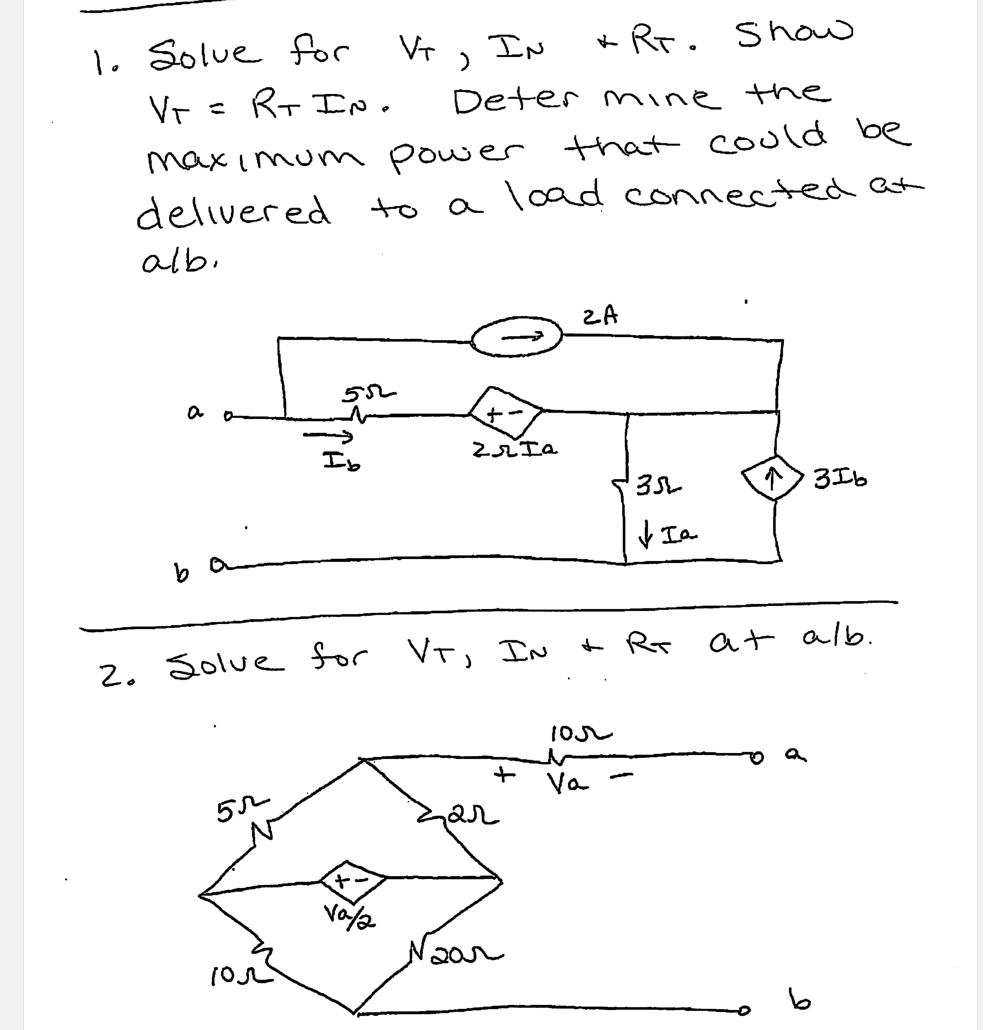 Solved 1. Solue for Vr , In & Rr. show Vr=Rt In. Determine | Chegg.com