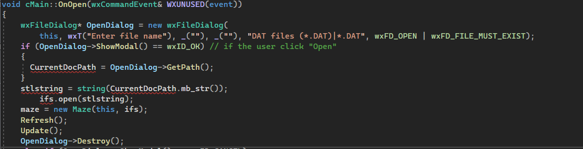 Solved In C++ I'm trying to open a file using wxWidgets. I | Chegg.com