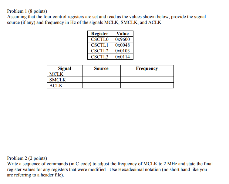 Solved Problem 1 (8 points) Assuming that the four control | Chegg.com