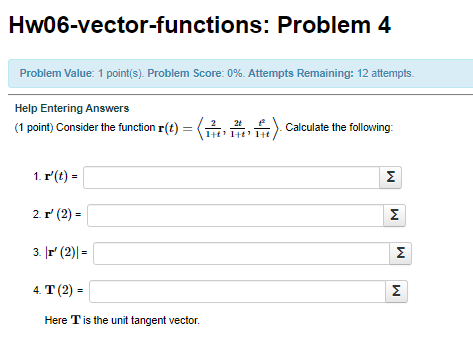 Solved Hw06-vector-functions: Problem 4 Problem Value: 1 | Chegg.com