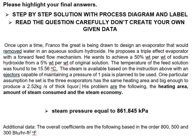 Solved Please highlight your final answers. > STEP BY STEP | Chegg.com