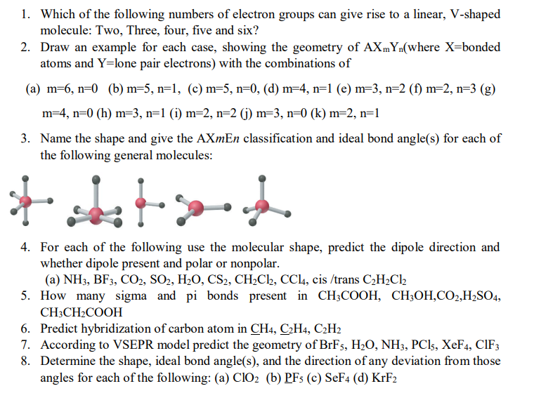 Solved 1. Which of the following numbers of electron groups | Chegg.com