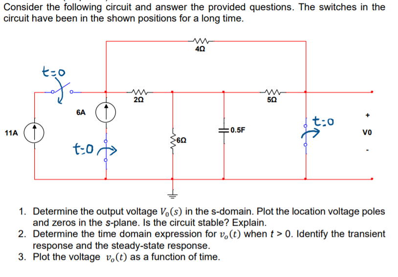 Solved a. Determine the output voltage 𝑉0 (𝑠) in the | Chegg.com