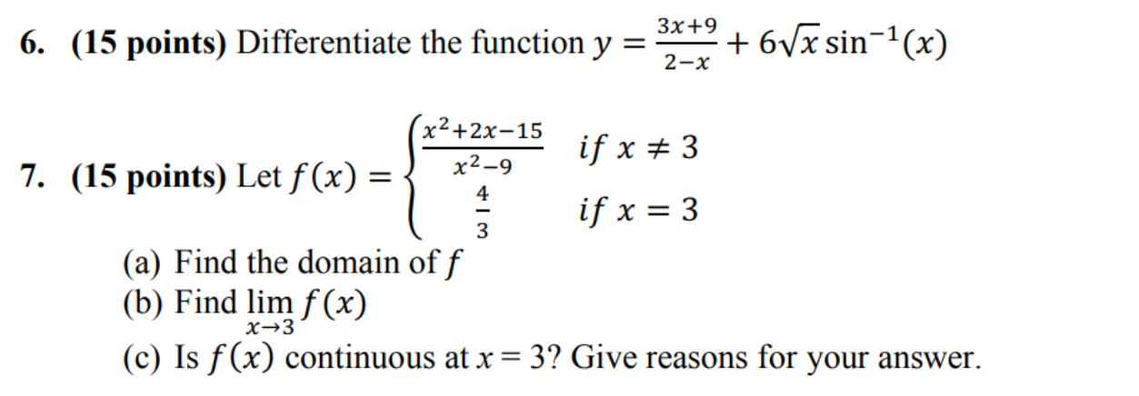 Solved (15 points) Differentiate the function | Chegg.com