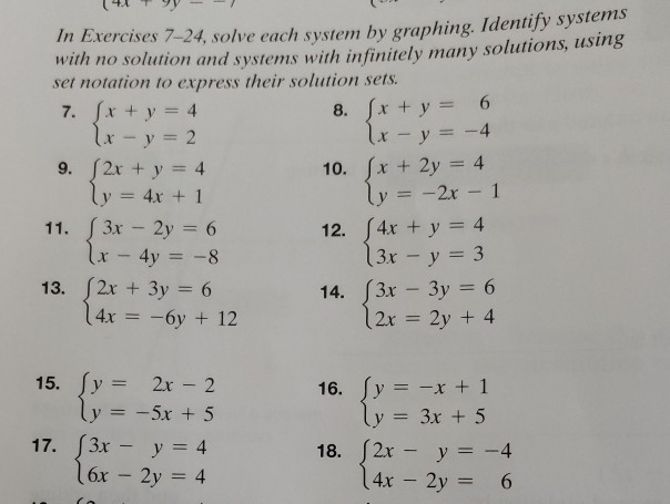 Solved In Exercises 7-24, solve each system by graphing. | Chegg.com