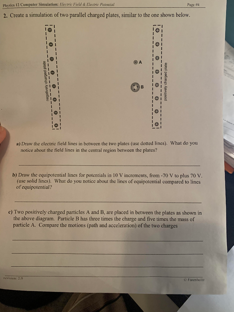 Solved Physics 12 Computer Simulation: Electric Field & | Chegg.com