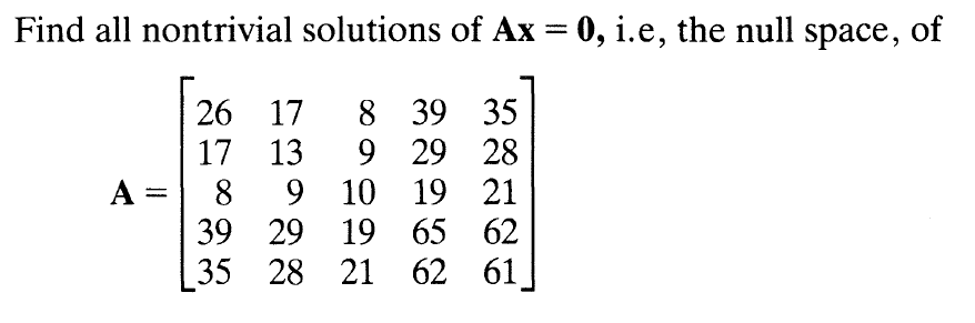 Solved Find all nontrivial solutions of Ax=0, i.e, the null | Chegg.com