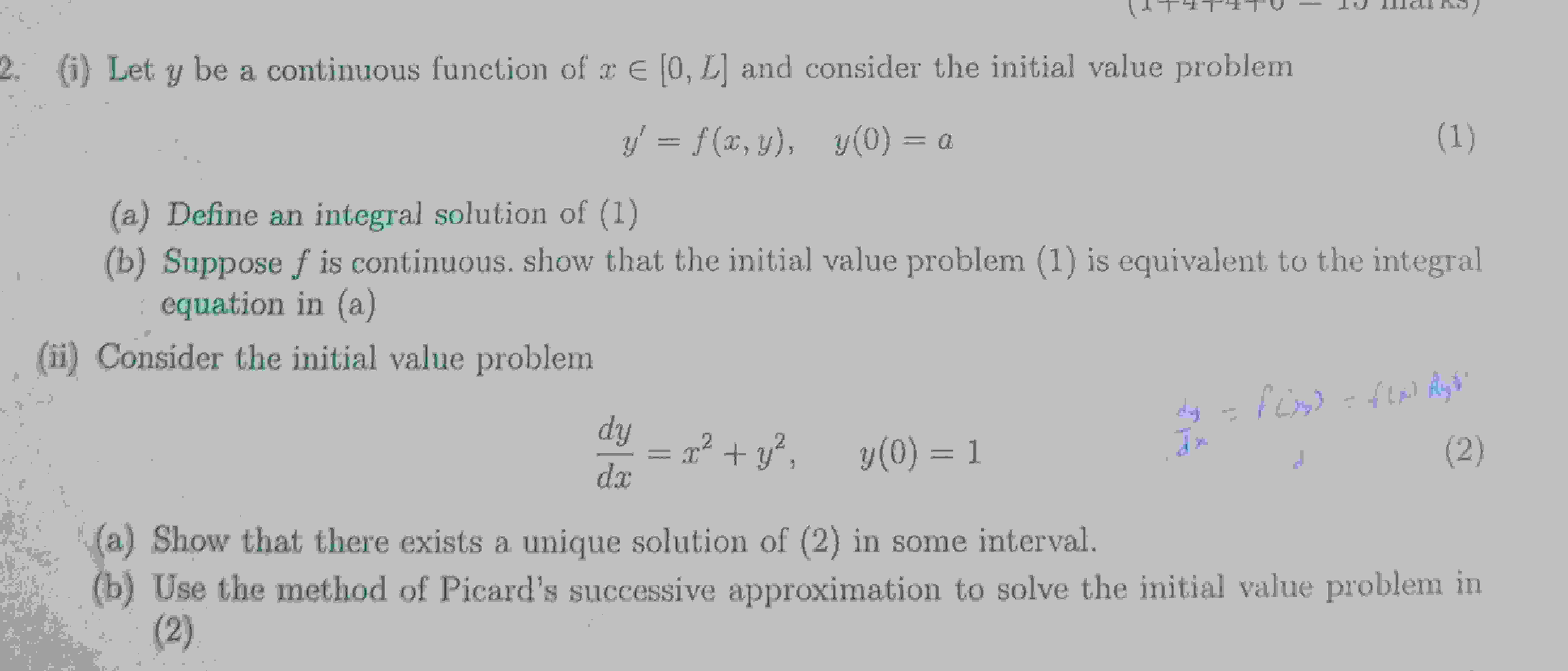 Solved (i) ﻿Let y ﻿be a continuous function of xin[0,L] ﻿and | Chegg.com