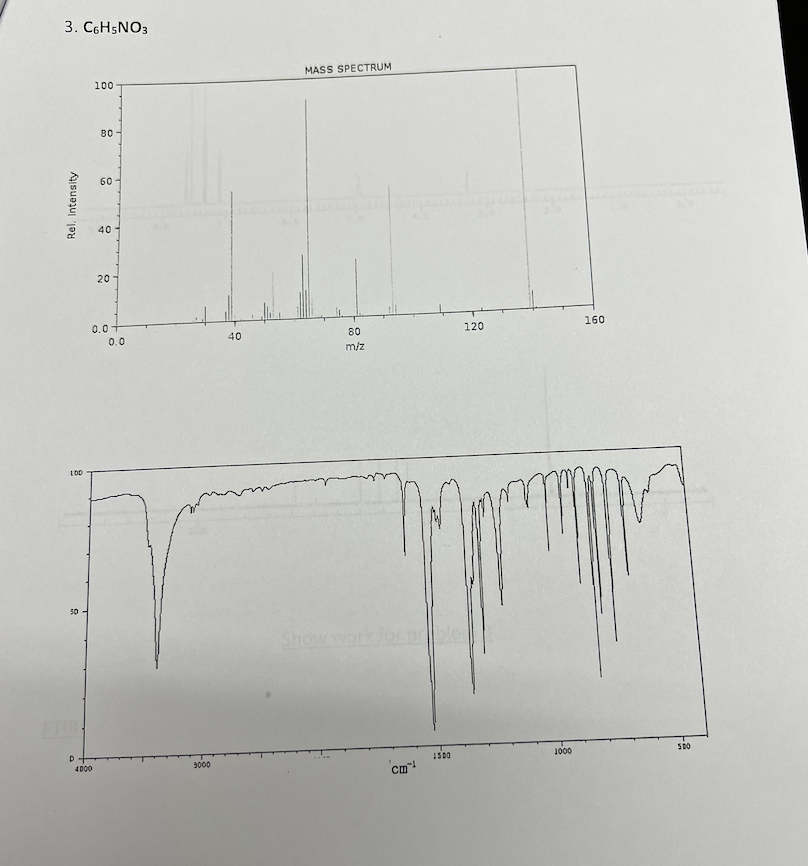 Solved 3. C6H5NO3 MASS SPECTRUM 100 80 50 Rel. Intensity 40 | Chegg.com