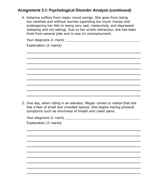 Solved Assignment 5.1: Psychological Disorder Analysis (18 | Chegg.com