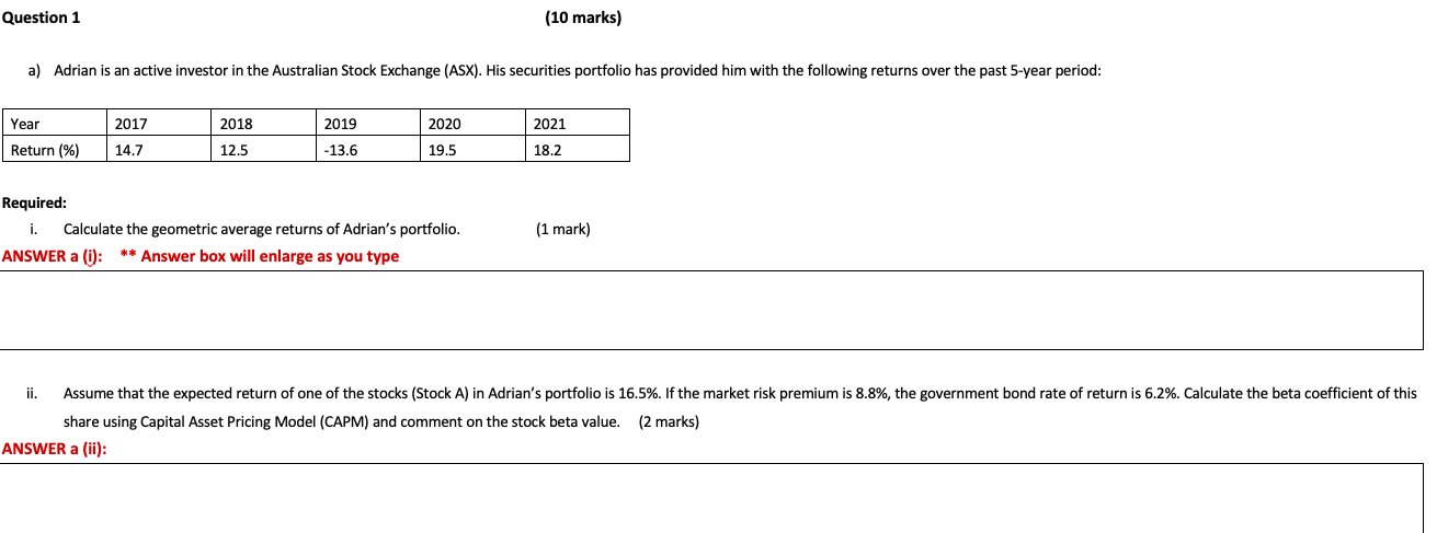 Solved Required: i. Calculate the geometric average returns | Chegg.com