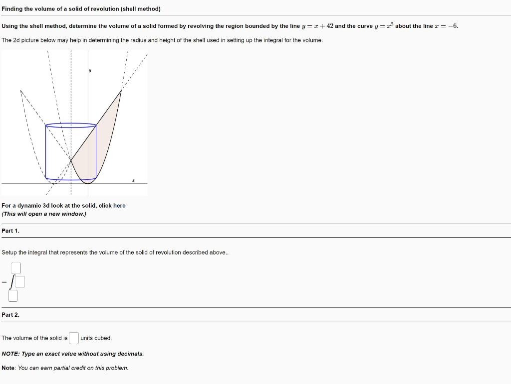 Solved Using the shell method, determine the volume of a | Chegg.com