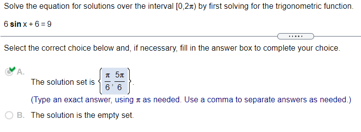Solved Solve The Equation For Solutions Over The Interval