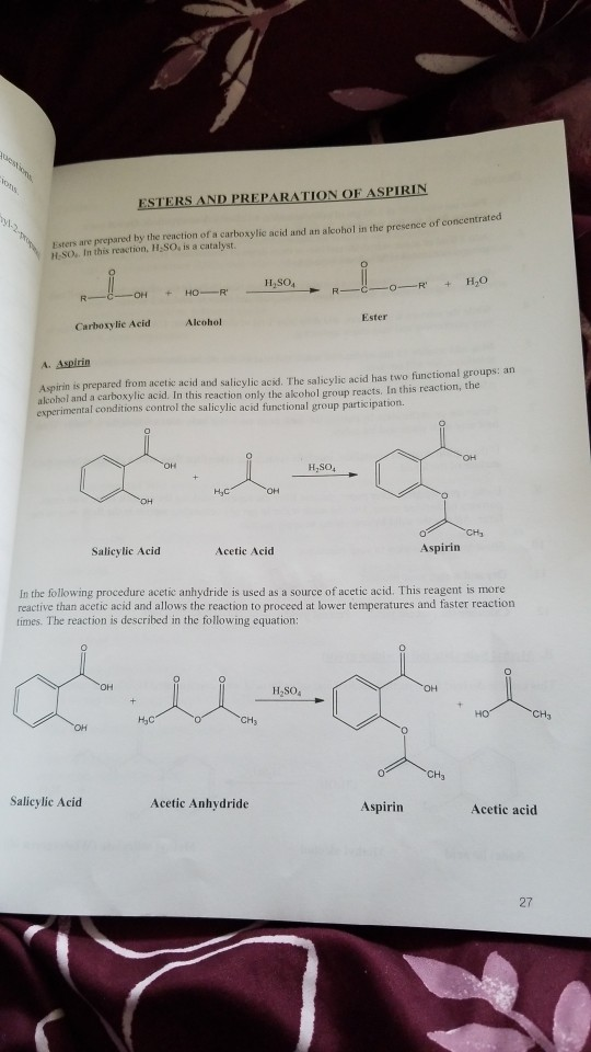 NAME: DATA SHEET A. Aspirin Equation of the reaction: | Chegg.com
