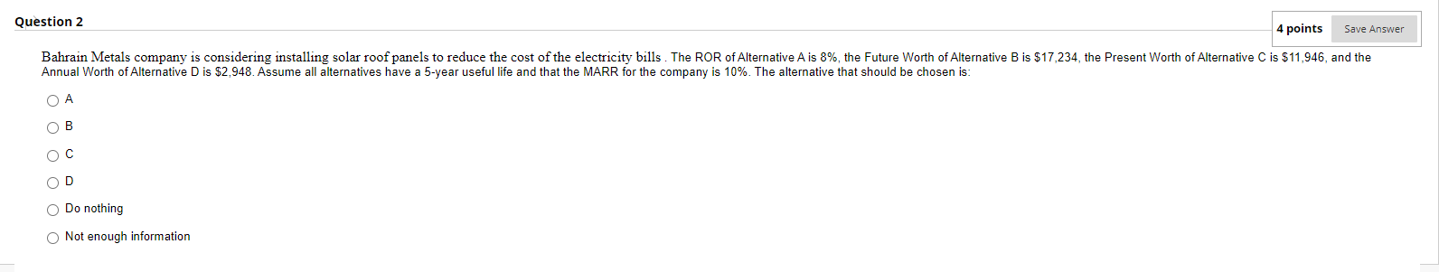 Solved Question 2 4 points Save Answer Bahrain Metals | Chegg.com