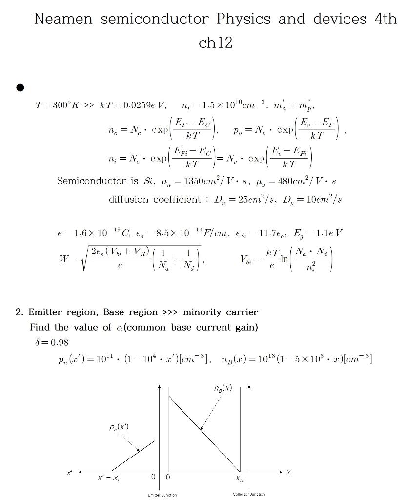 Solved Neamen semiconductor Physics and devices 4th ch12 T= | Chegg.com