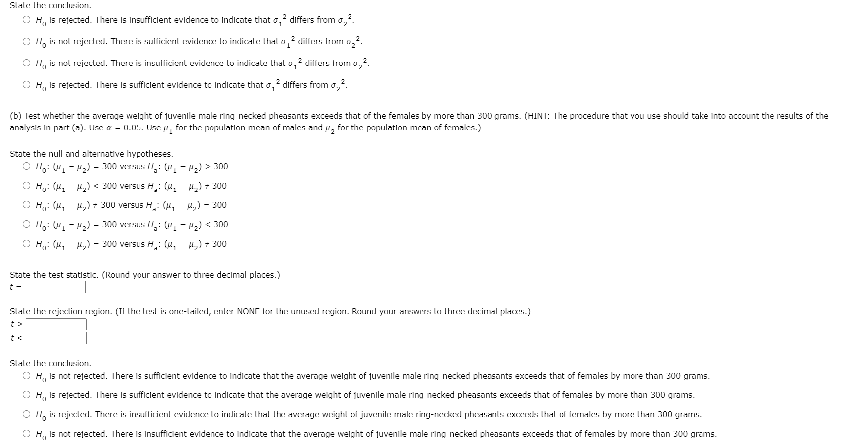 Solved The weights in grams of 10 males and 10 female | Chegg.com