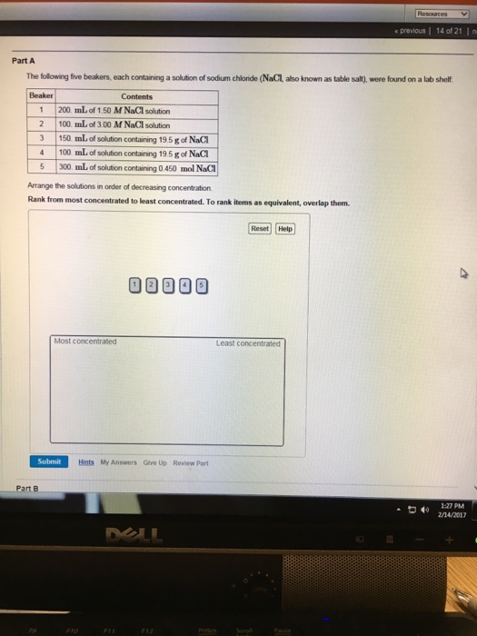 Solved The following five beakers, each containing a | Chegg.com
