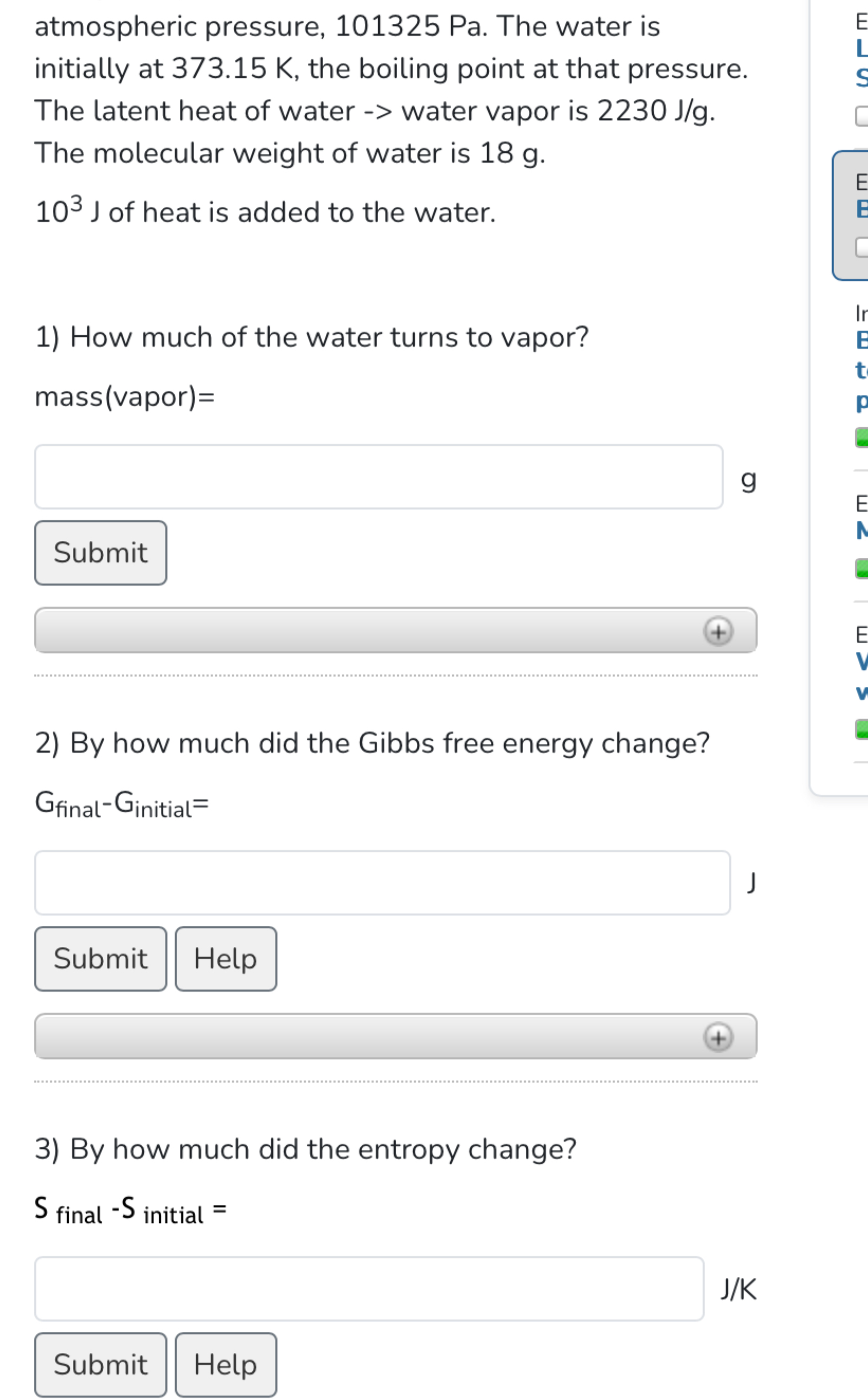 Solved atmospheric pressure, 101325Pa. ﻿The water | Chegg.com