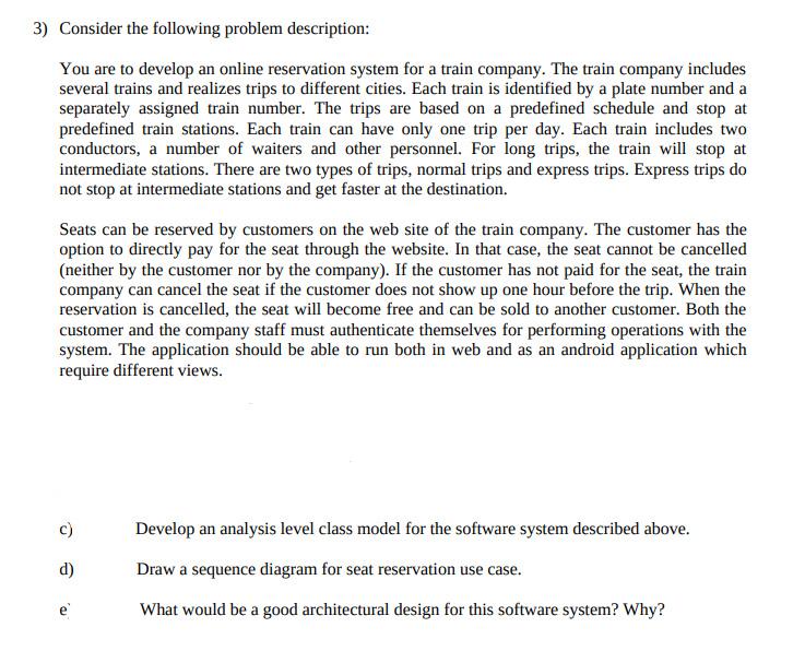 3) Consider the following problem description: You | Chegg.com