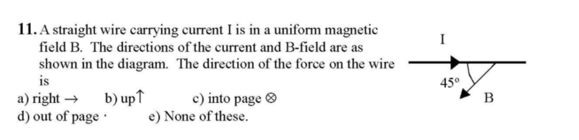 Solved 11. A straight wire carrying current I is in a | Chegg.com