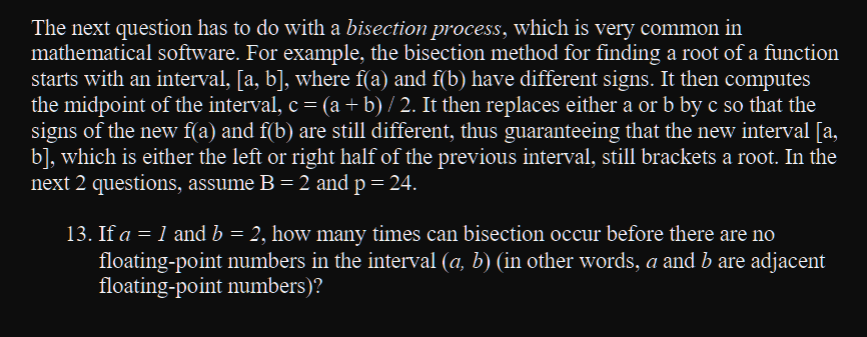 Solved The next question has to do with a bisection process, | Chegg.com