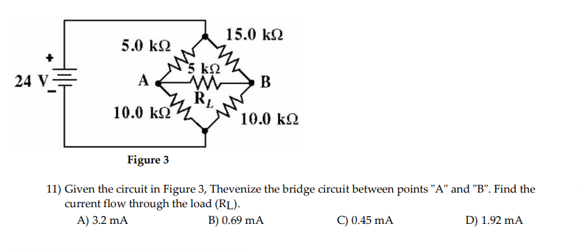 Solved 11) Given the circuit in Figure 3, Thevenize the | Chegg.com