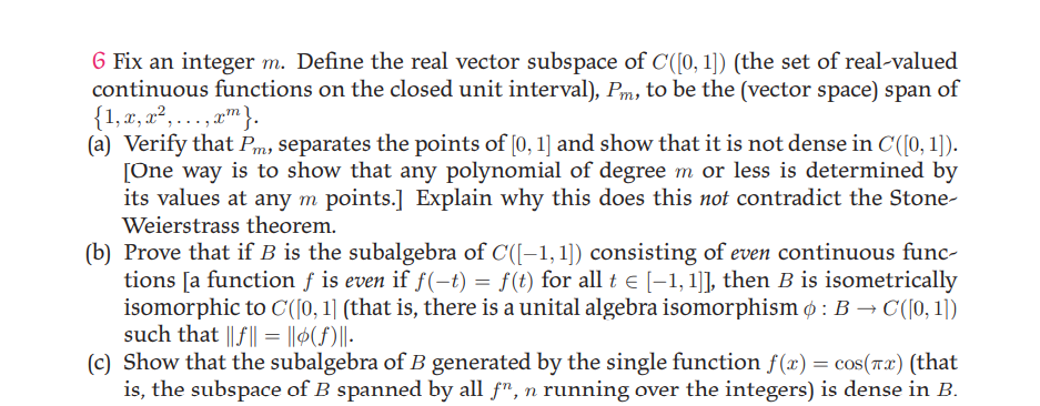 Solved 6 Fix an integer m. Define the real vector subspace | Chegg.com