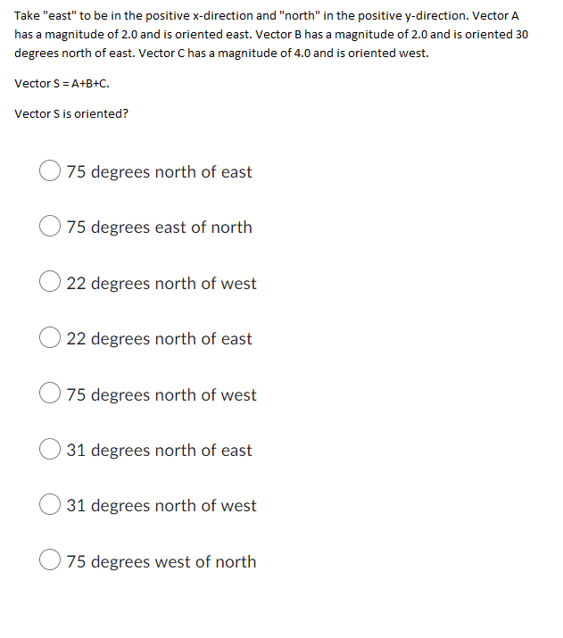 Solved Take "east" to be in the positive x-direction and | Chegg.com