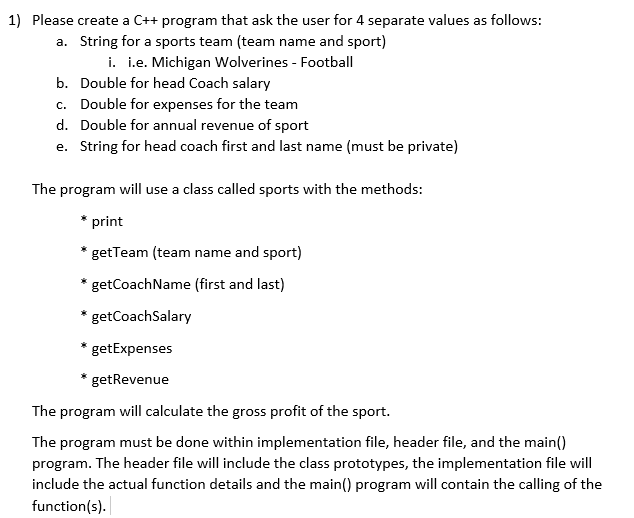 Use C++ code. Include .h (header file) code and | Chegg.com