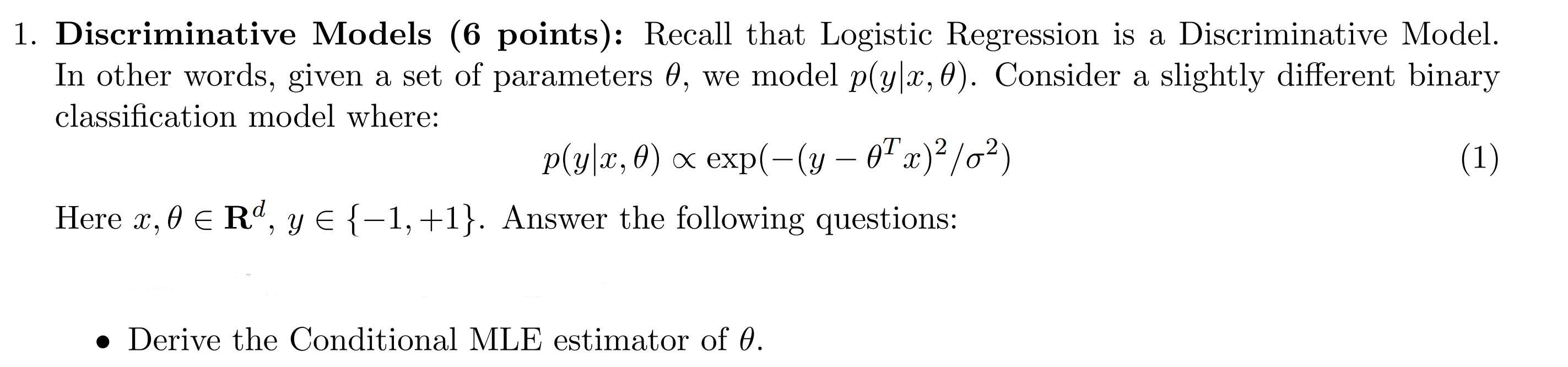 Solved 1 Discriminative Models 6 Points Recall That