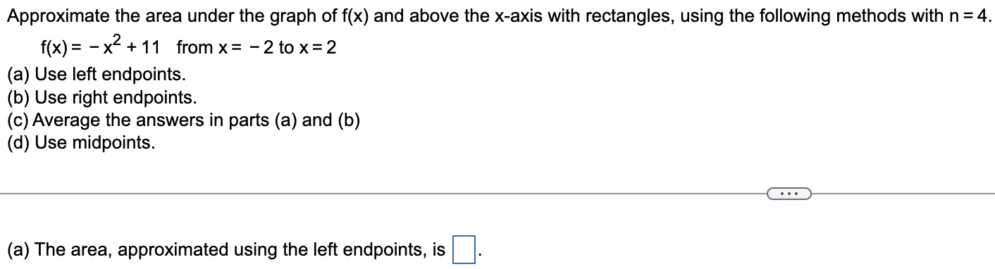 Solved Approximate the area under the graph of f(x) and | Chegg.com