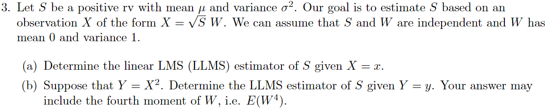 Solved Let Sbe a positive rv with mean μand variance | Chegg.com