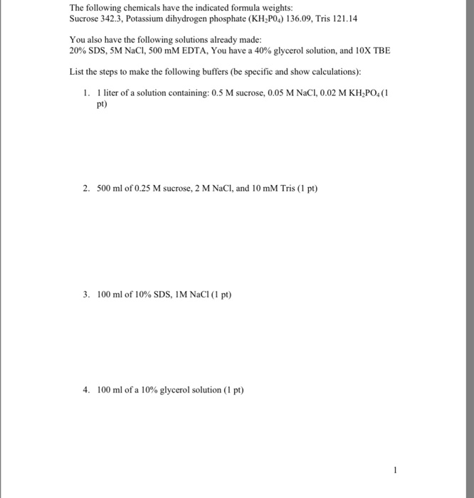 Solved The following chemicals have the indicated formula | Chegg.com