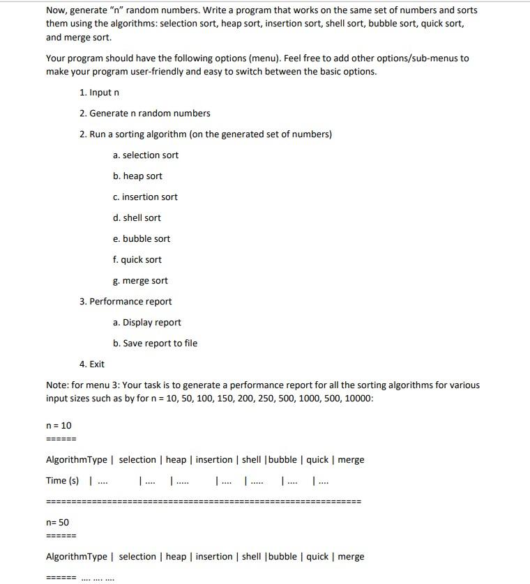 Solved PLS FOR THE SORTING ALGORITHM, ALL OF THE SORTING | Chegg.com