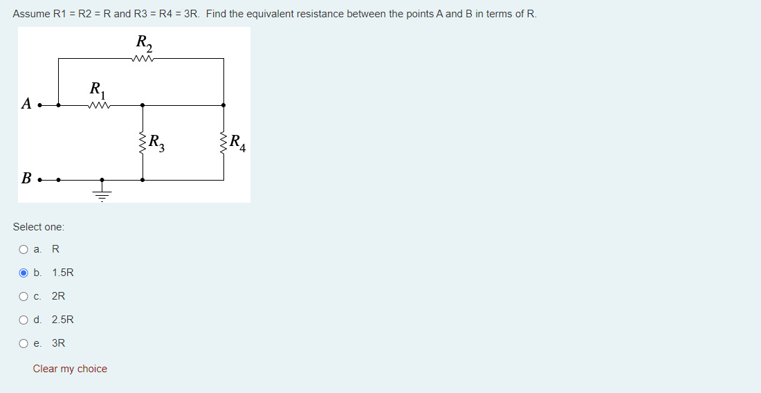 Solved Assume R1 = R2 = R and R3 = R4 = 3R. Find the | Chegg.com