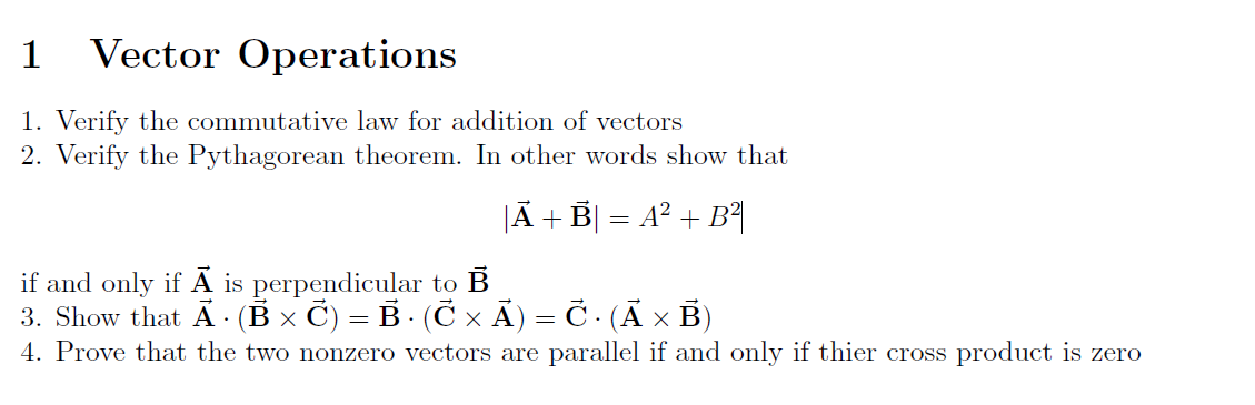 Solved 1. Verify the commutative law for addition of vectors | Chegg.com