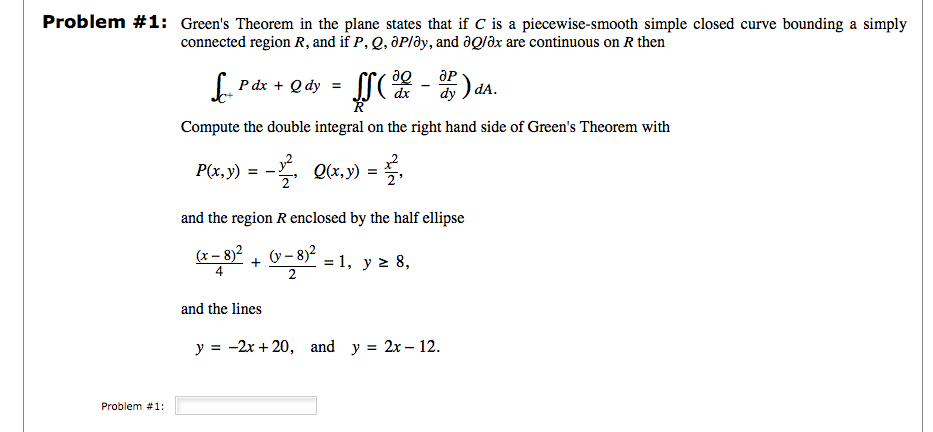 Solved em \# 1: Green's Theorem in the plane states that if | Chegg.com