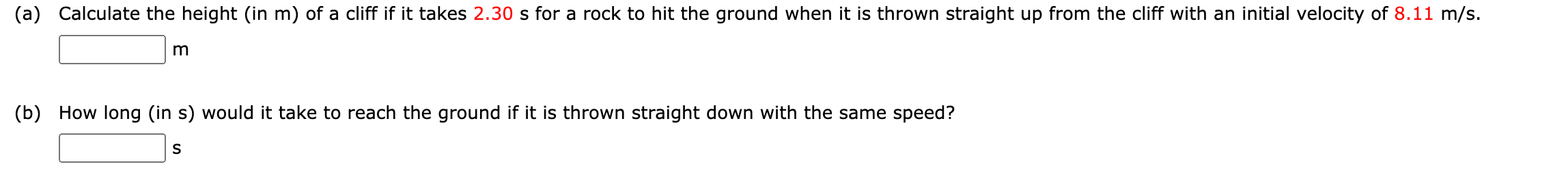 Solved (a) Calculate the height (in m ) of a cliff if it | Chegg.com