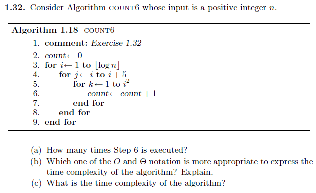 Solved 1.32. Consider Algorithm COUNT6 whose input is a | Chegg.com