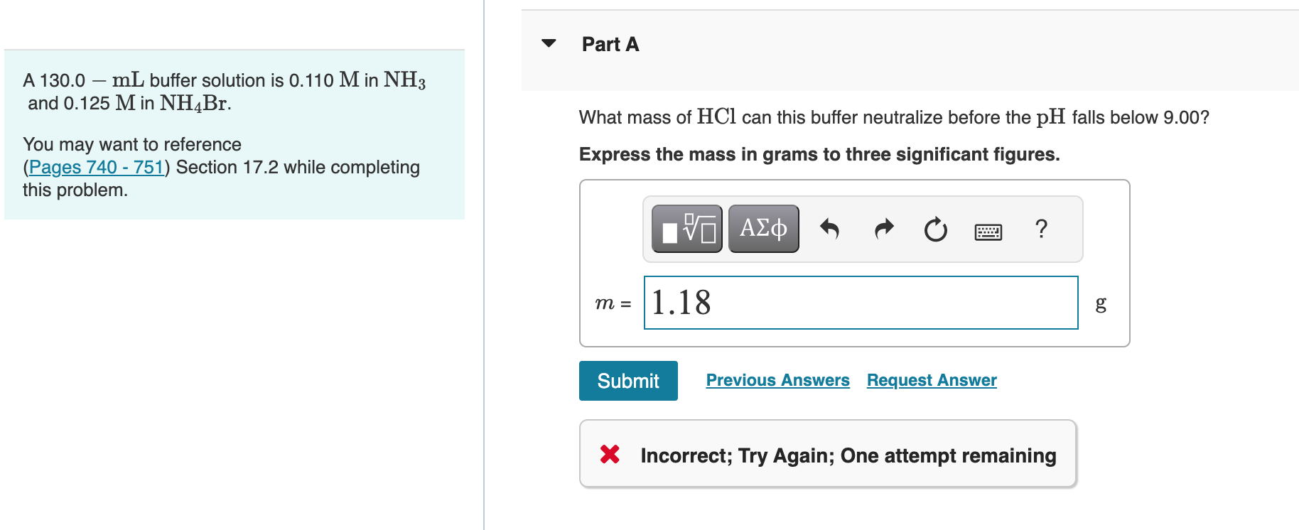 Solved A 130.0−mL buffer solution is 0.110M in NH3 and | Chegg.com