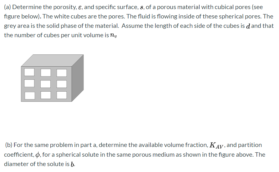 (a) Determine the porosity, E, and specific surface, | Chegg.com