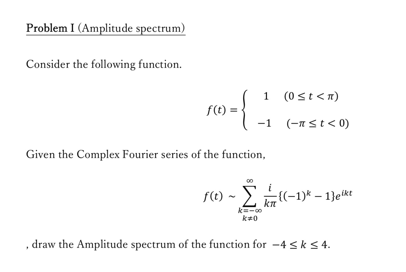 Problem I (Amplitude spectrum) Consider the | Chegg.com